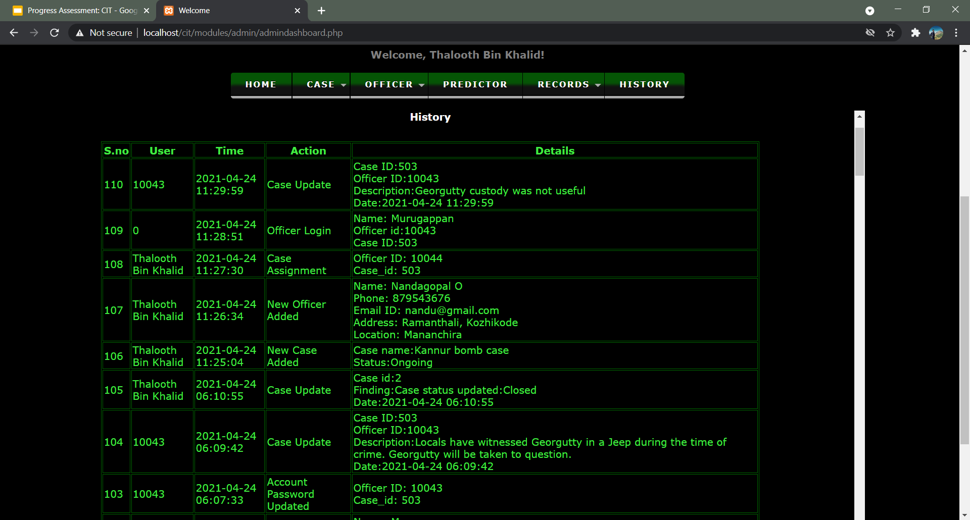 GitHub - Thalooth/Criminal-Investigation-Tracker