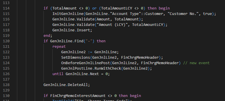 Event Request Codeunit 395 Finchrgmemo Issue Onrun Onbeforegenjnllinepost · Issue