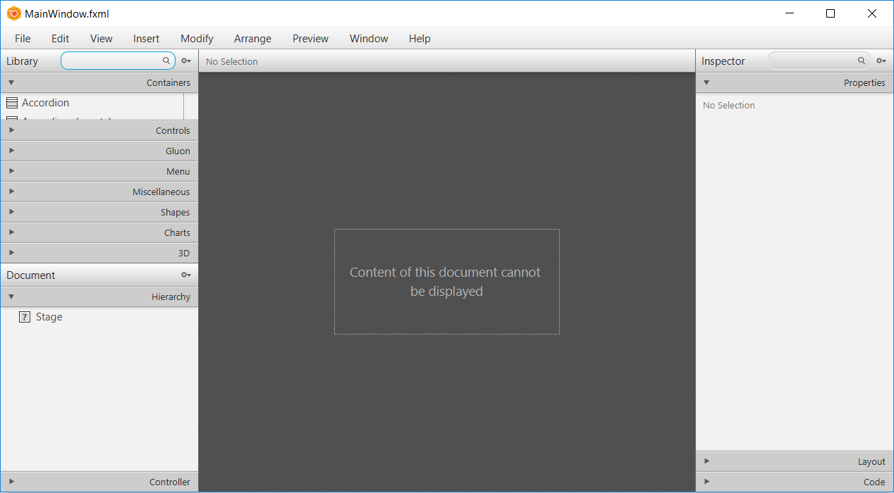 "Content of this document cannot be displayed" for 2 .fxml files when ...