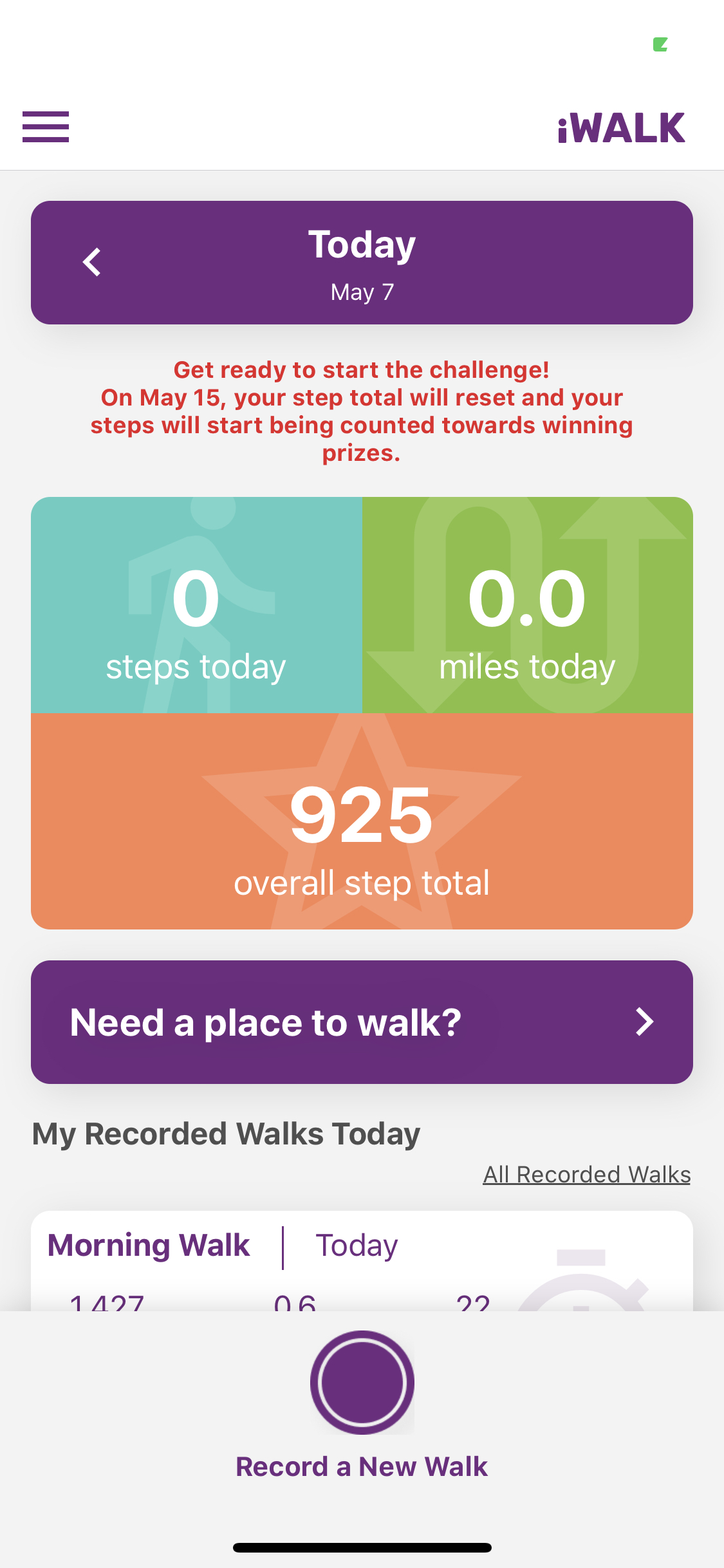 User Bug from Form: On Thursday morning March 7, appx 7:30a, I completed a 25min walk. After ...