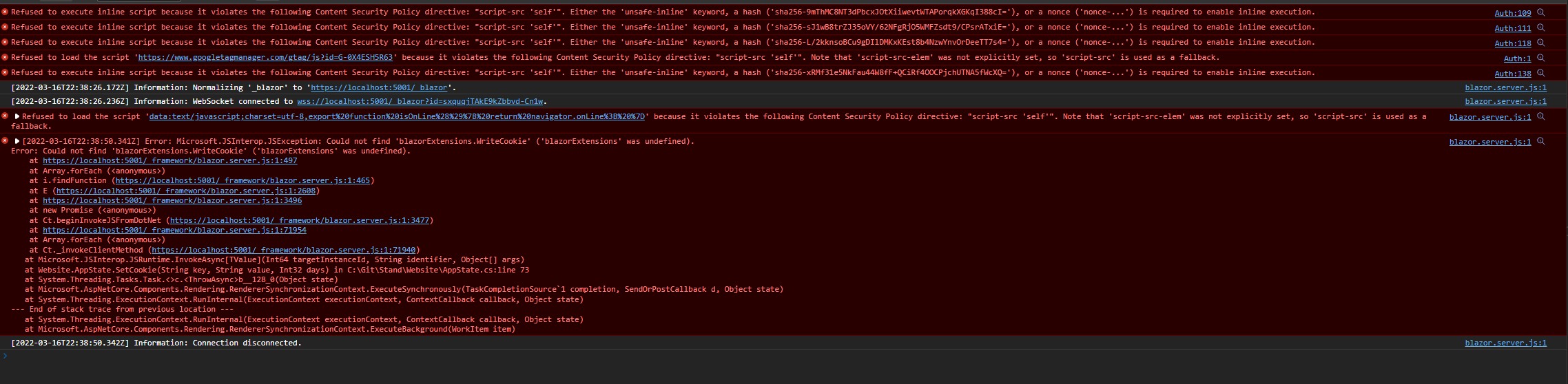 Microsoft Jsinterop Jsexception Could Not Find Blazorextensions Writecookie