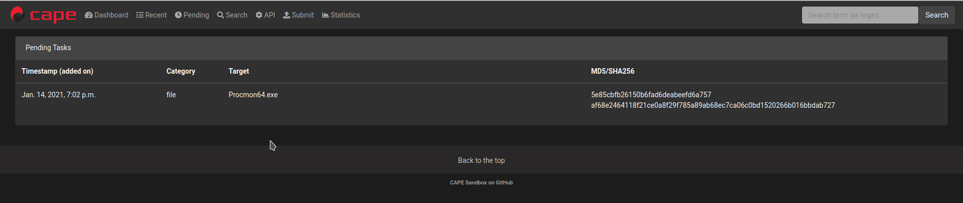CAPEv2 ignore Procmon64.exe file submission · Issue #412 · kevoreilly/CAPEv2 · GitHub