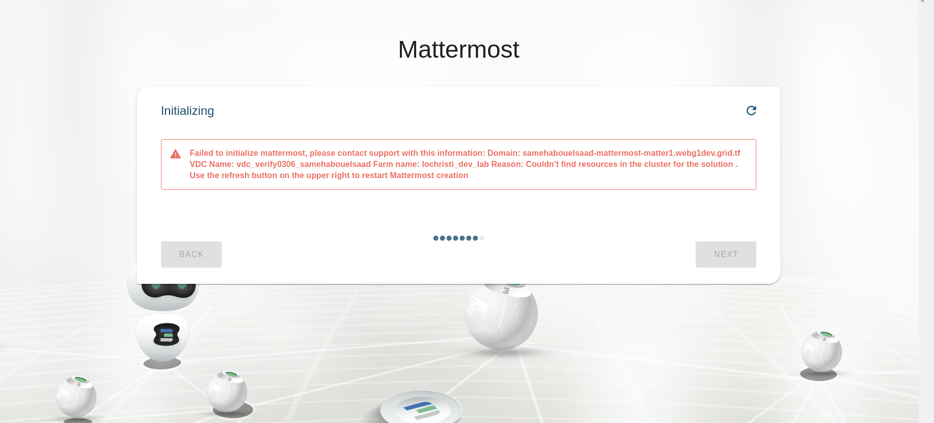 the chatflow exits with 'Couldn't find resources in the cluster for the solution' Error, but ...