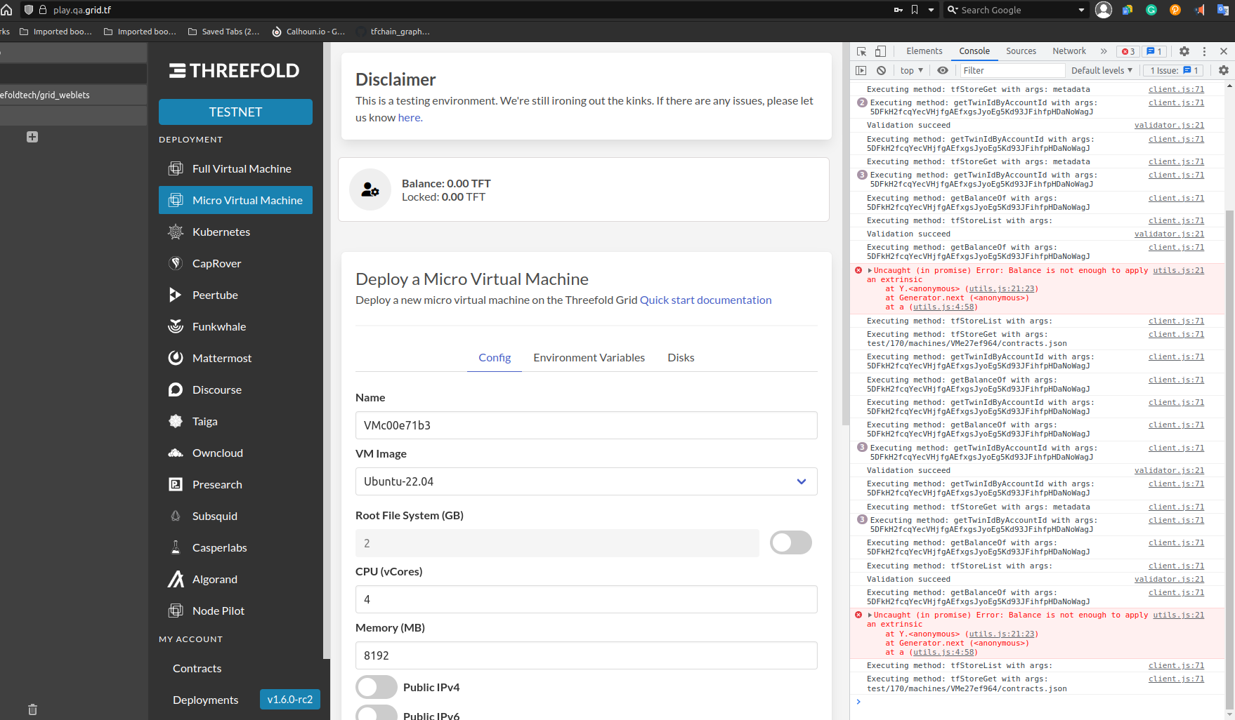 playground report my balance incorrectly · Issue #1226 · threefoldtecharchive/grid_weblets · GitHub