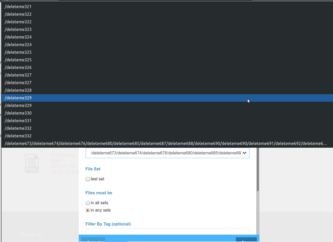 Document library file folder selector becomes unusable when a large number of folders exist ...