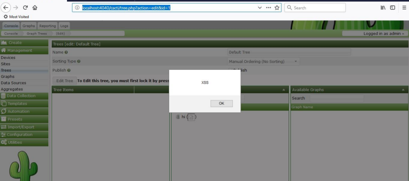 Stored XSS in "Website Hostname" field - Devices · Issue #2213 · Cacti/cacti · GitHub
