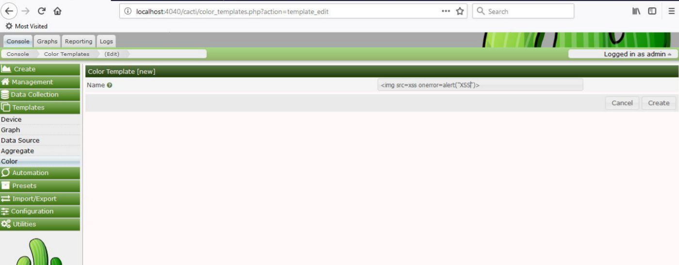 Stored XSS in "Name" field - Color · Issue #2215 · Cacti/cacti · GitHub