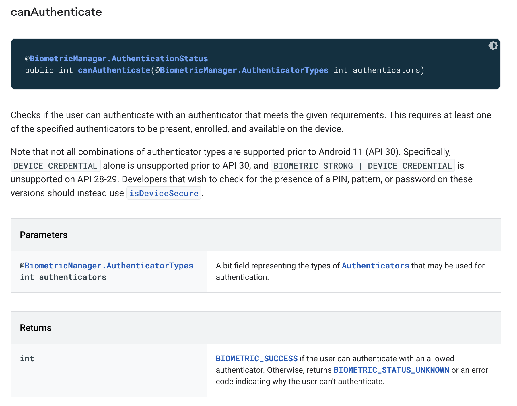 [local_auth] [android] Non-biometrics authentication will not work on Android 10 and below. It ...