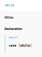 Display of escaped keywords in declarations is off · Issue #871 · realm/jazzy · GitHub