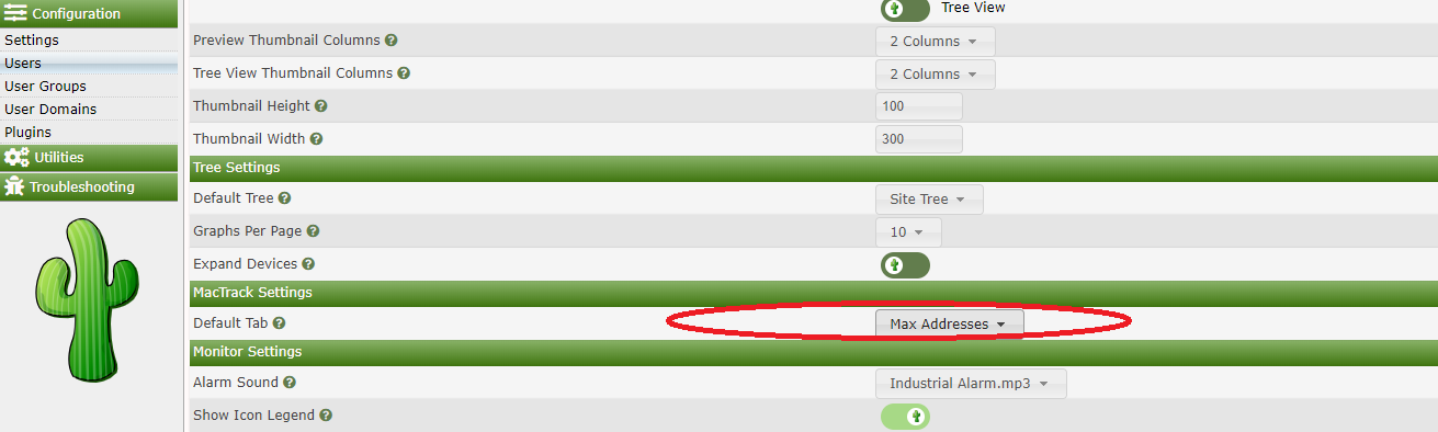 Mactrack user settings typo says max addresses instead of mac addresses ...