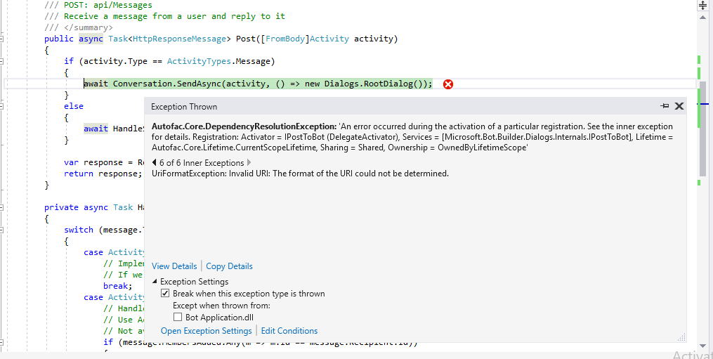 Getting Methodnotallowed Exception In Bot Framework · Issue 4953 · Microsoftbotframework Sdk