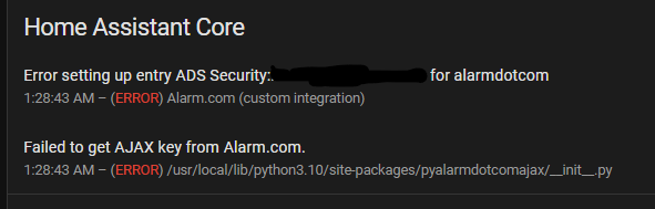 Unknown error occurred · Issue #283 · pyalarmdotcom/alarmdotcom · GitHub