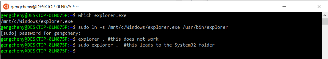 Softlinking explorer.exe has weird behavior. · Issue #4485 · microsoft/WSL · GitHub
