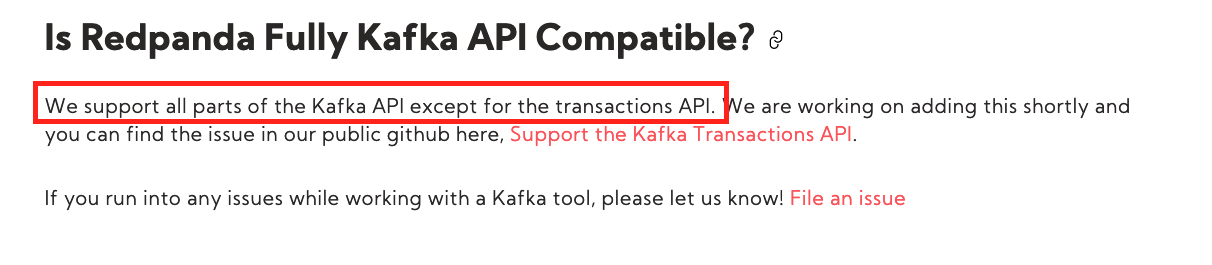 Support The Kafka Transactions Api · Issue 445 · Redpanda Dataredpanda · Github