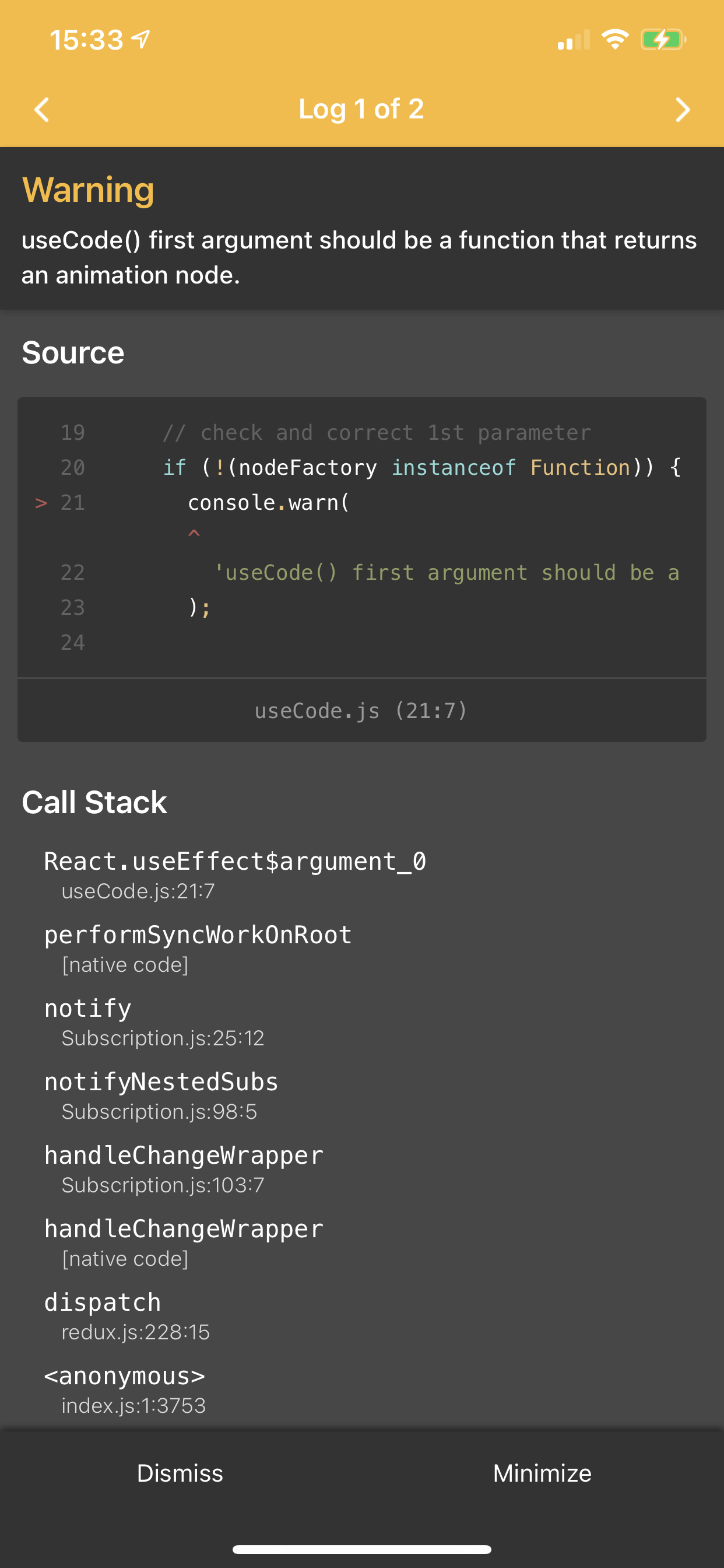 useCode() first argument should be a function that returns an animation node. · Issue #1008 ...