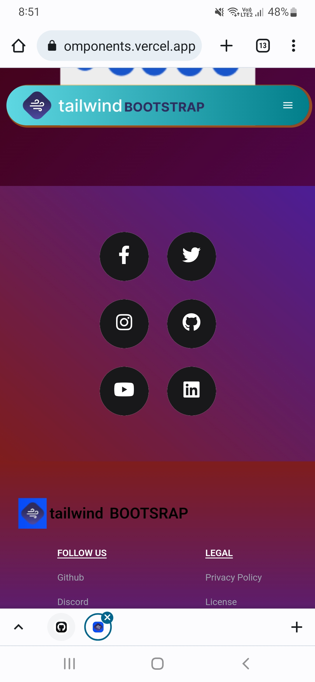 Retain github and linkedin social icons in mobile · Issue #179 · jsvigneshkanna/tailwind_ui ...