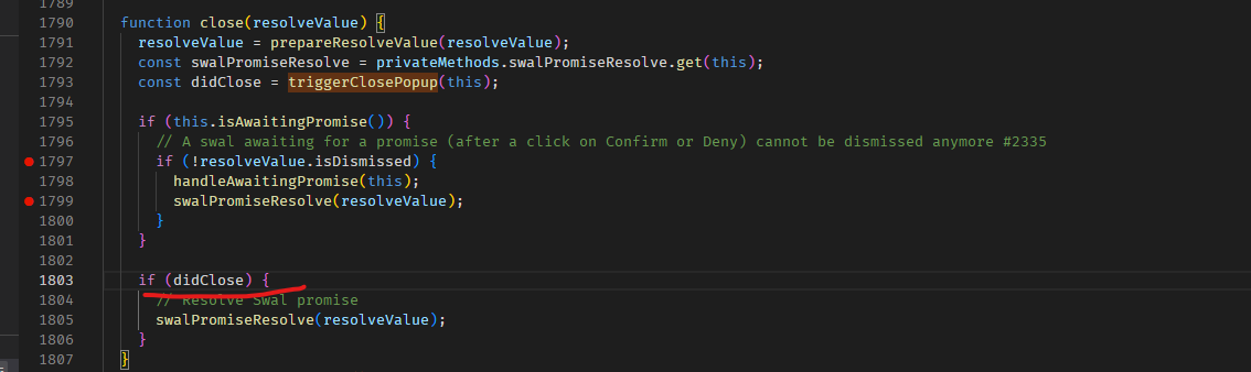 swal.showValidationMessage() and click backdrop does not run swalPromiseResolve(resolveValue ...