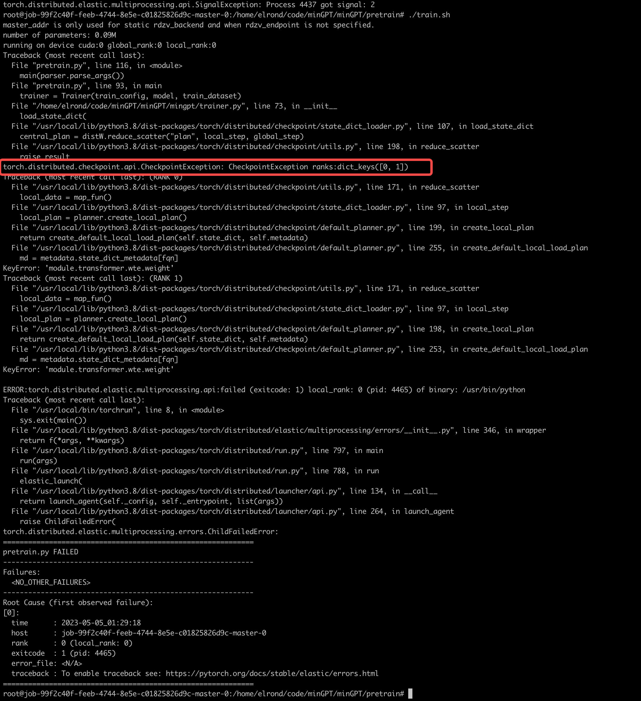 [distributed Checkpoint] Save State Dict And Load State Dict Fail On Multi Node With Torch2 0