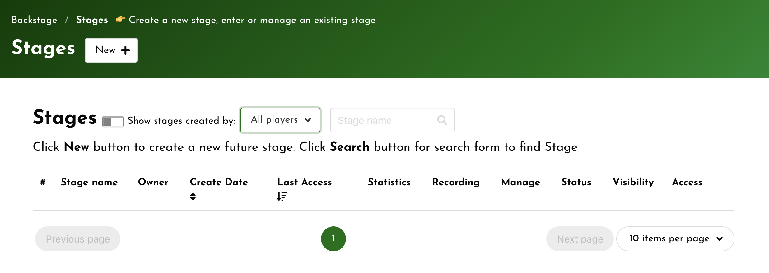 stages list: show and sort by date of creation and last access · Issue #1028 · upstage-org ...