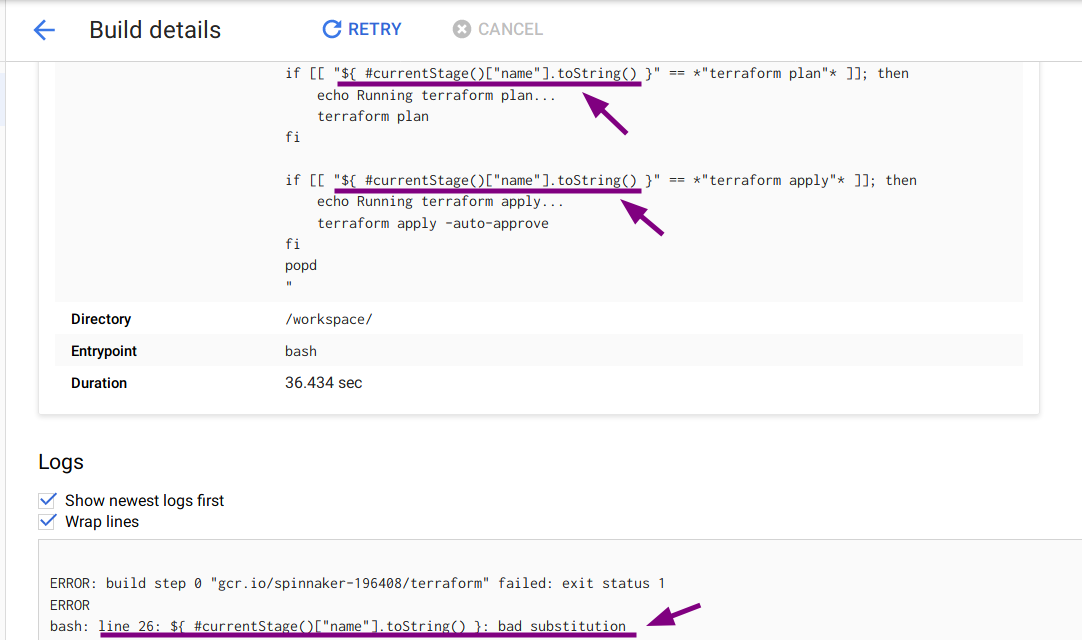 When running GCB with definition (cloudbuild.yaml) from artifacts, SpEL ...