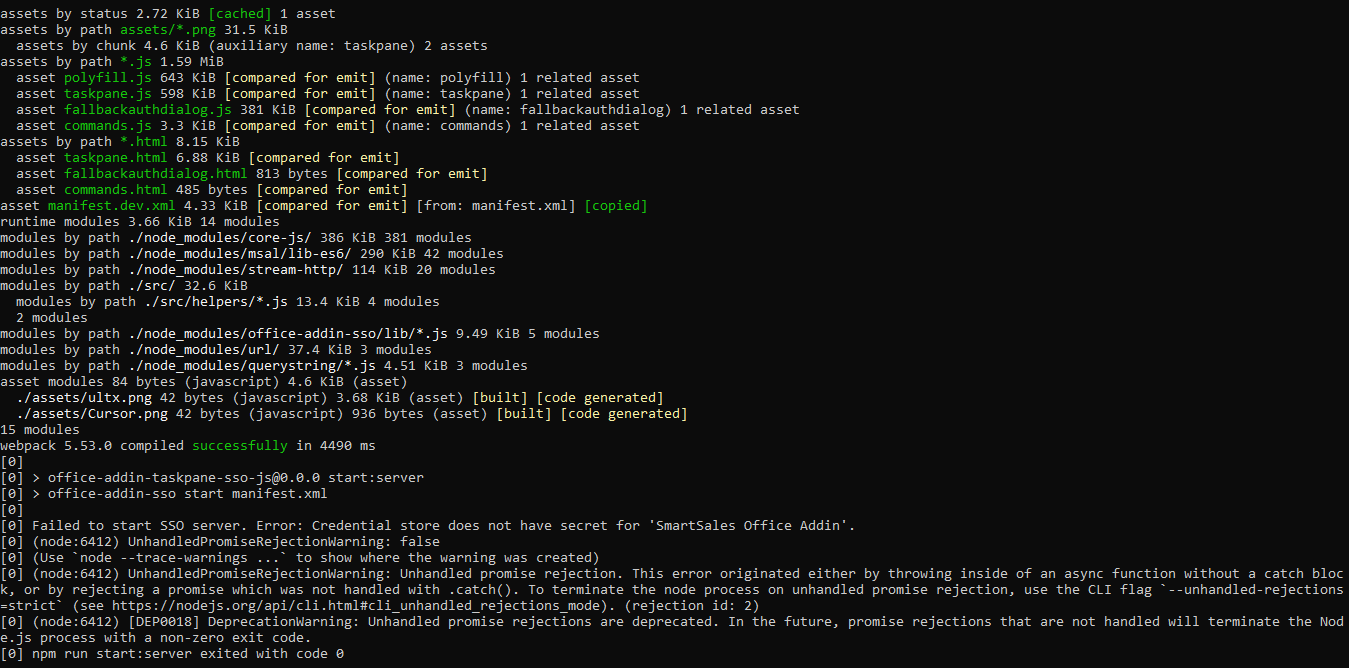 SSO configuration Error from Outlook "Office Add-in Task Pane project supporting single sign-on ...