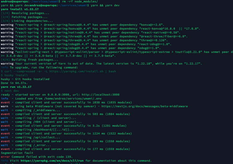 Segmentation fault error · Issue #1132 · umami-software/umami · GitHub