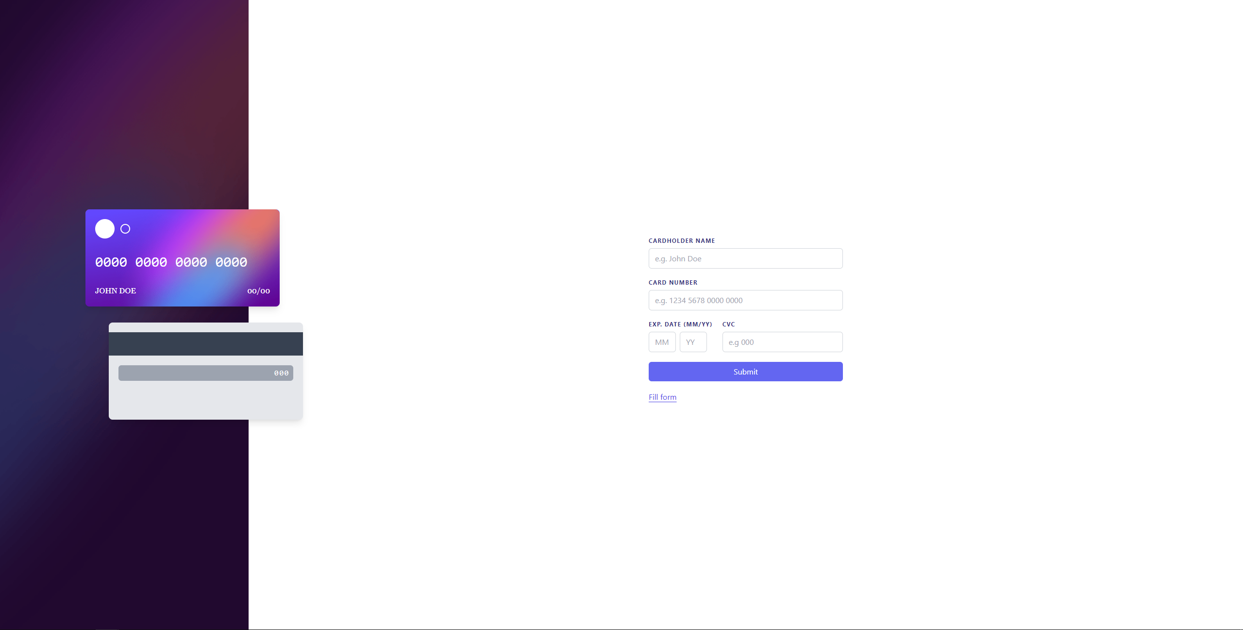 GitHub - daempasha/card-form: Designing a credit card page with a live ...