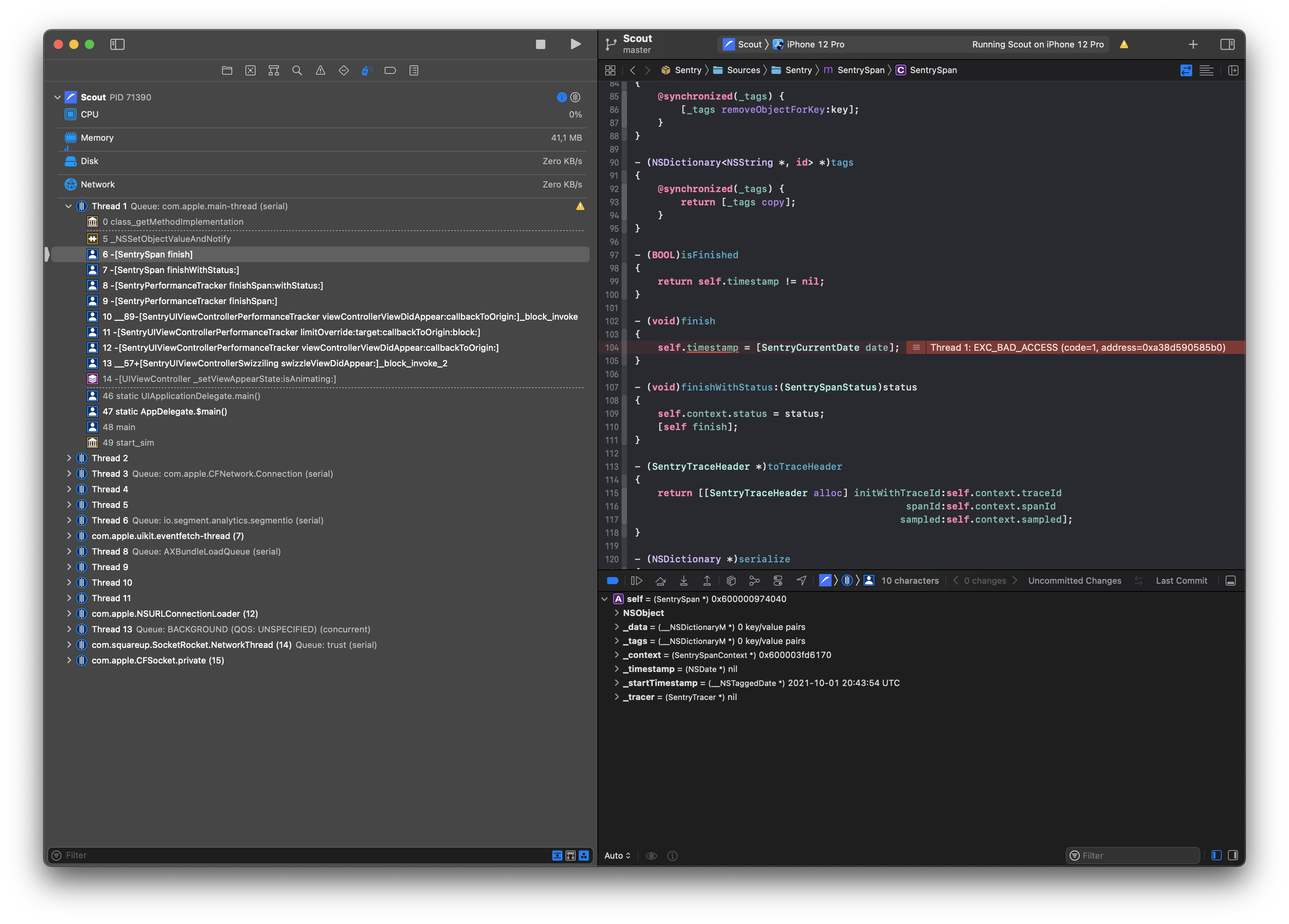 Crash in SentrySpan · Issue #1358 · getsentry/sentry-cocoa · GitHub