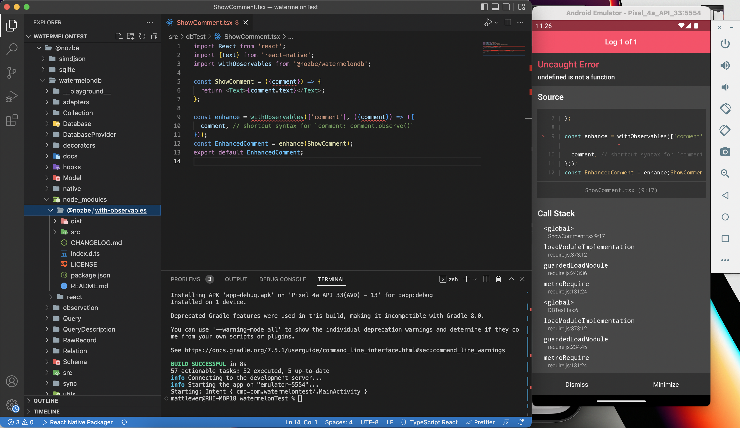 withObservables doesn't work with React 18 · Issue #1388 · Nozbe/WatermelonDB · GitHub