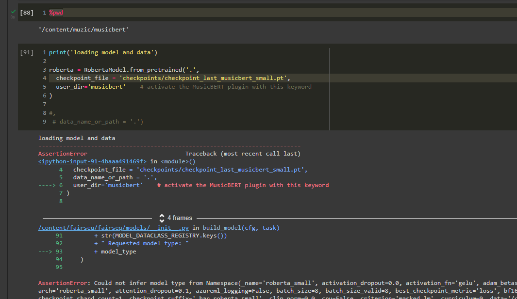 [MusicBERT]: Could not infer model type from Namespace (eval_genre.py ...