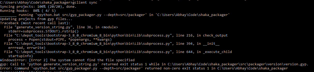 Initial Gclient Sync On Windows Error · Issue 724 · Shaka Projectshaka Packager · Github 