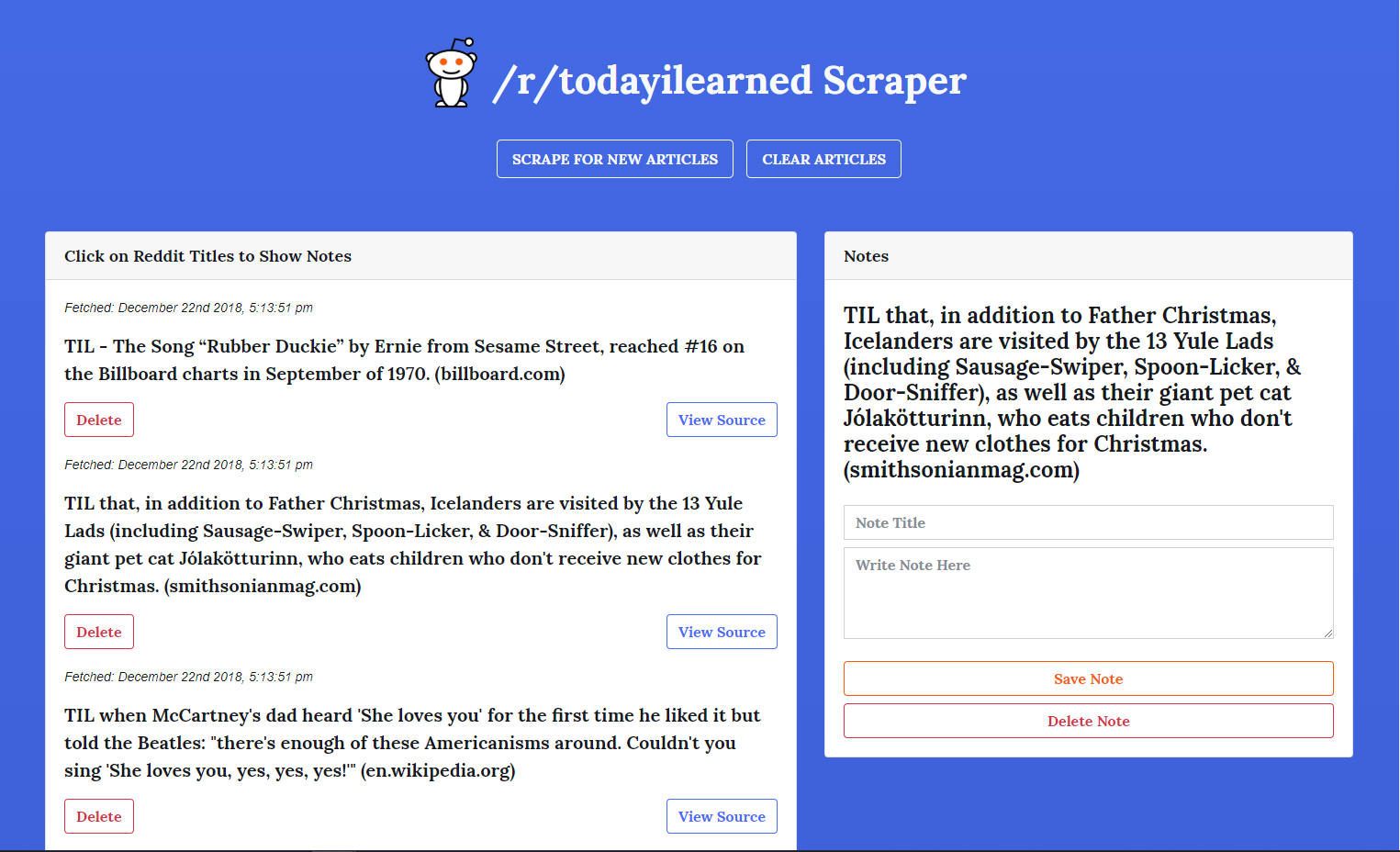 GitHub - jhadev/reddit-scraper: A scraper for the TodayILearned subreddit.