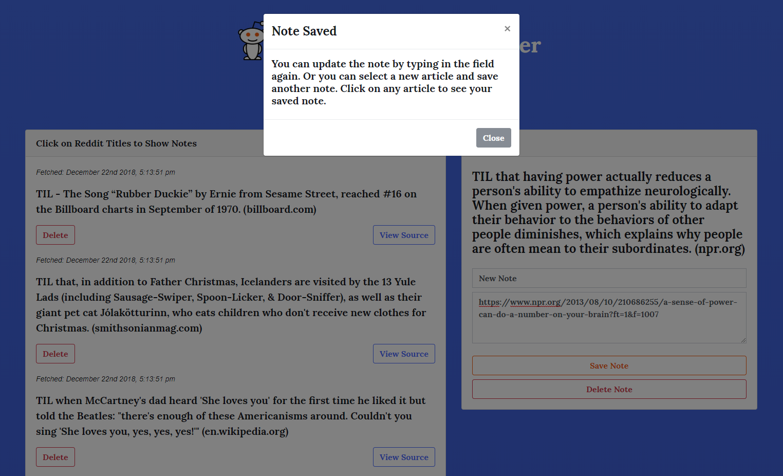 GitHub - jhadev/reddit-scraper: A scraper for the TodayILearned subreddit.