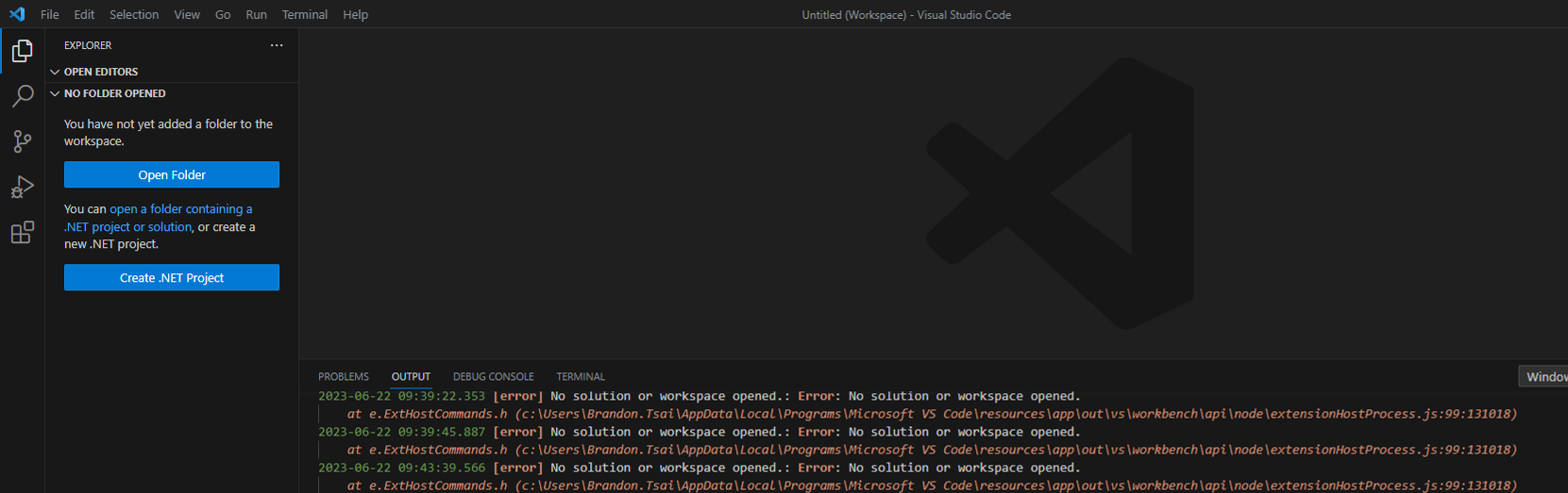 Nothing happen when select a template for creating a new .net project ...