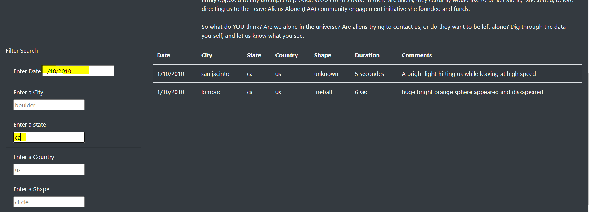 GitHub - ashrs03/UFOs: JavaScript