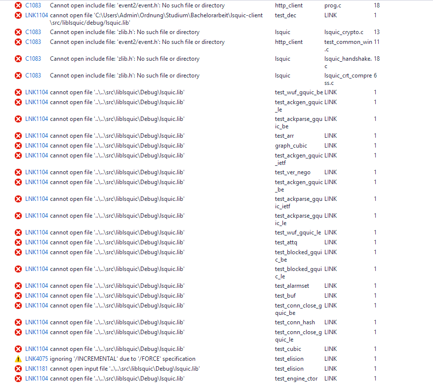Invalid numeric argument Error building LsQuic in Windows/Visual Studio · Issue #10 ...