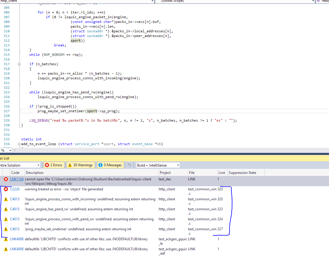 Invalid numeric argument Error building LsQuic in Windows/Visual Studio ...