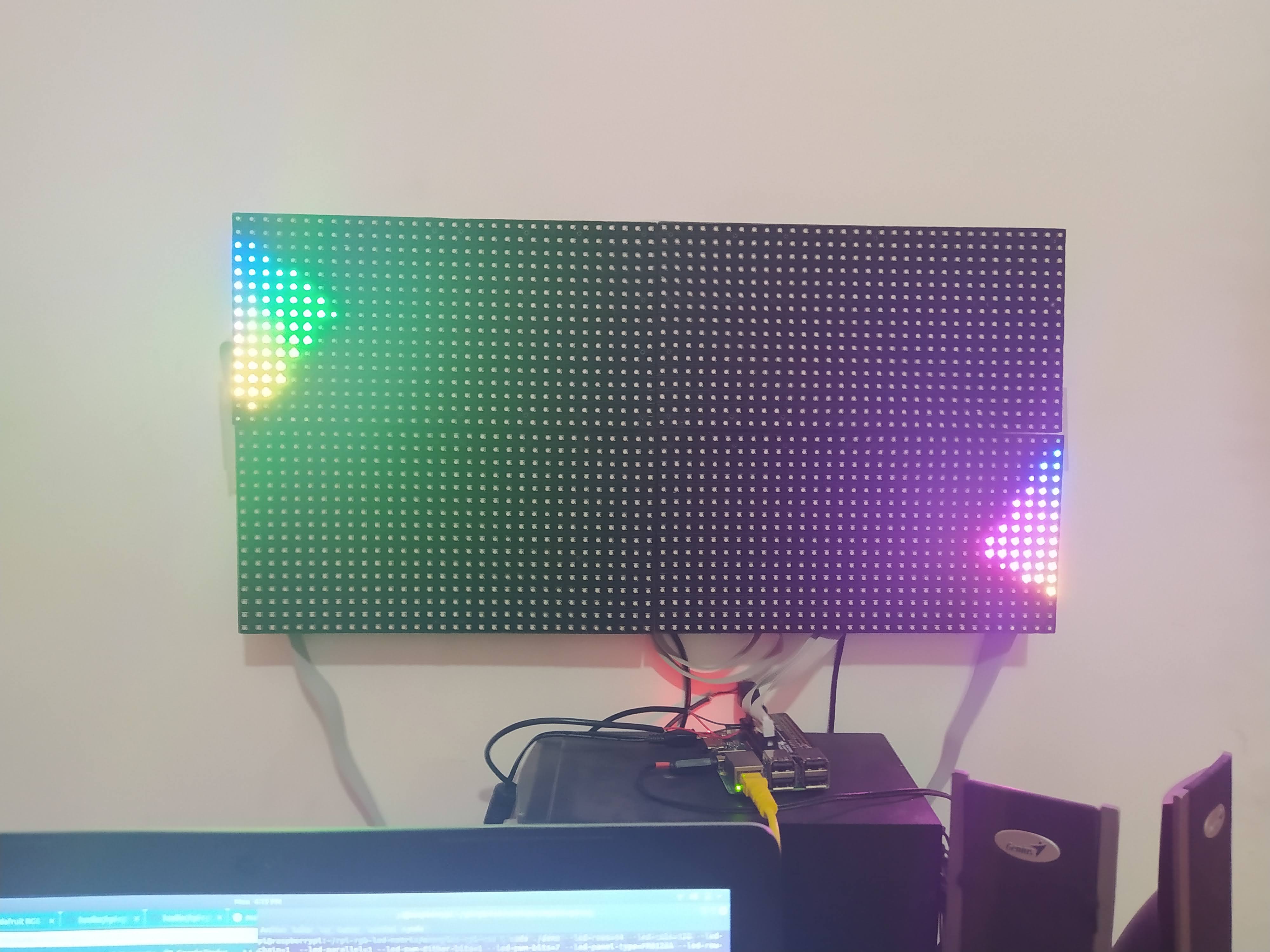 How to configure LED matrix size 32x16 to work as 64x32 using Adafruit ...