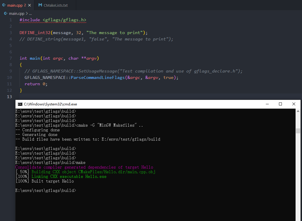 Windows + MinGW, when run "make", occur: "undefined reference to `google::FlagRegisterer ...