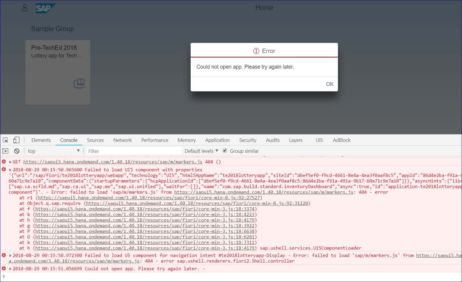 Pre TechED 2018 mission : Deploy your app to Fiori Launchpad Marker.js error · Issue #2588 · sap ...