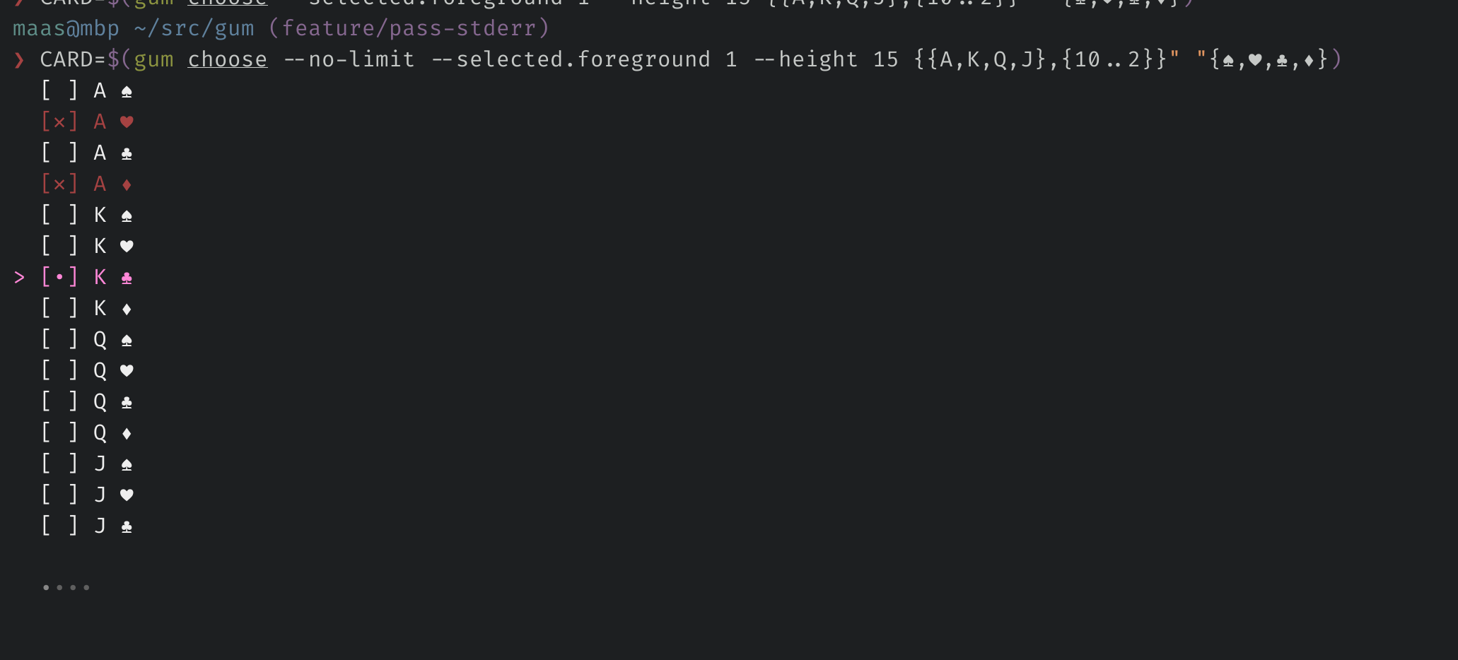 gum --choose text colours not having effect · Issue #66 · charmbracelet ...