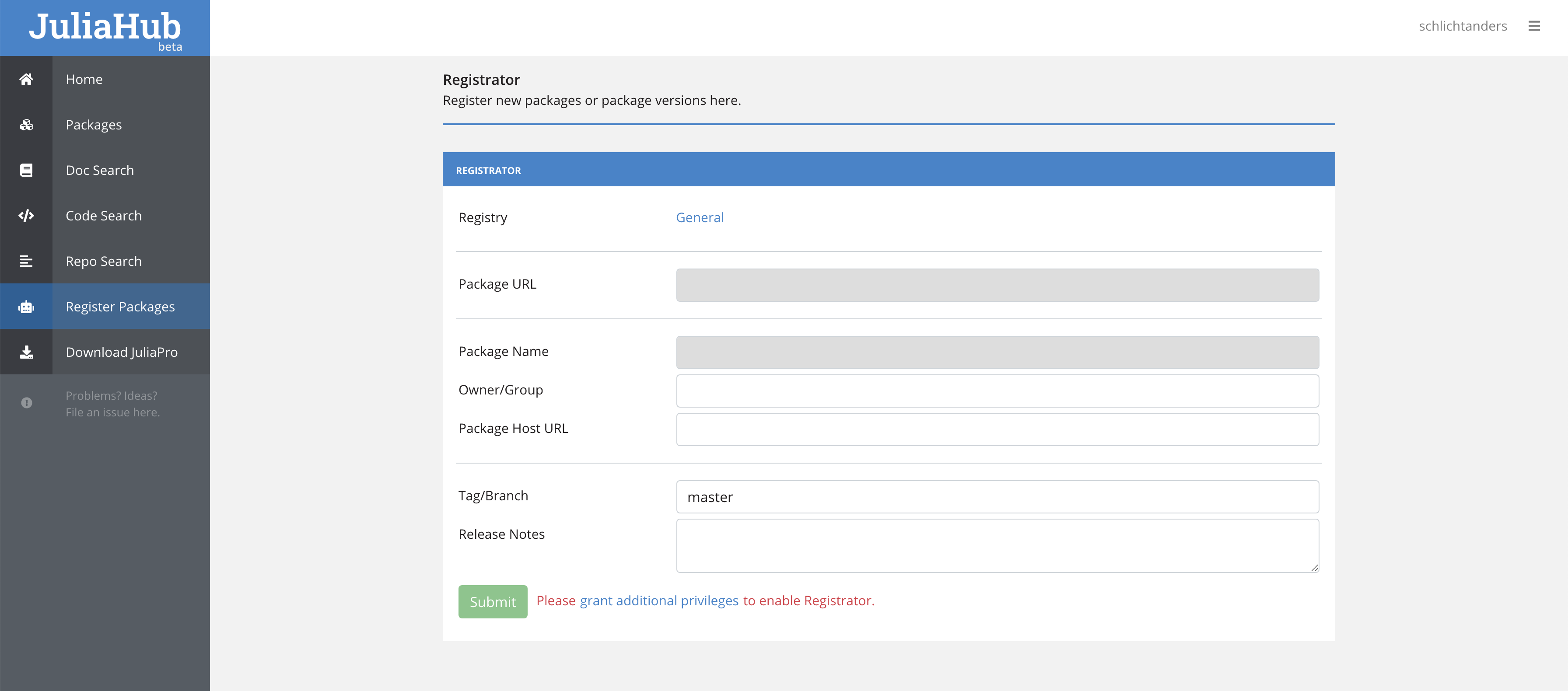 WebUI to register packages has unintuitive grey fields without explanations · Issue #66 ...