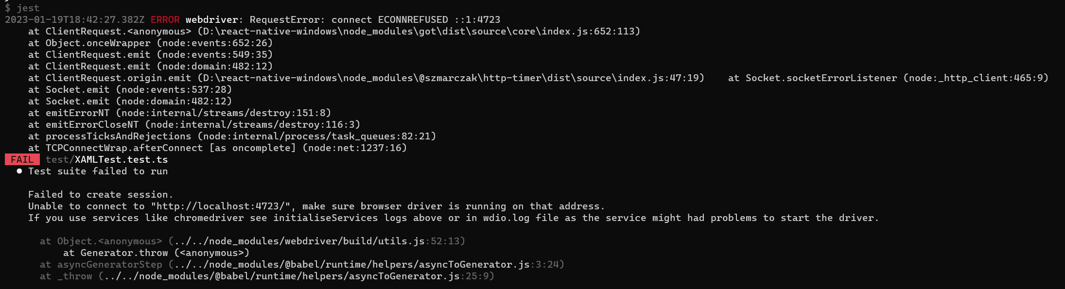 E2e Test App Fails To Create A Winappdriver Session Locally · Issue 11108 · Microsoftreact