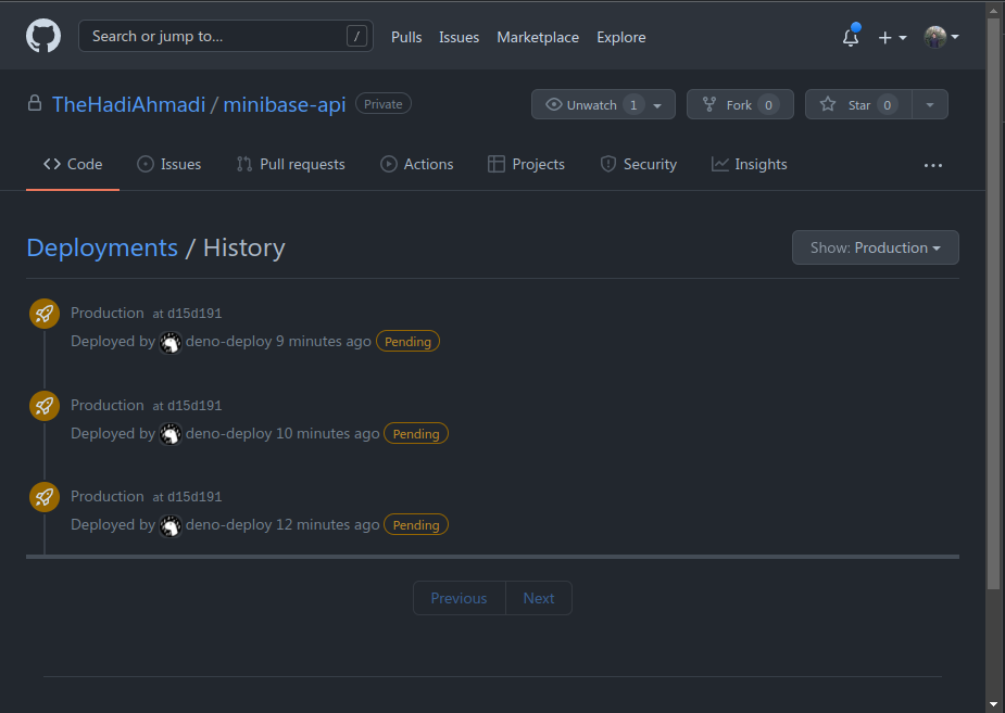 [Github App] Some checks haven’t completed yet (pending) · Issue #153 · denoland/deploy_feedback ...