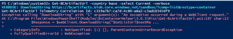 Get-BCArtifactUrl error on windows 11 · Issue #2315 · microsoft/navcontainerhelper · GitHub