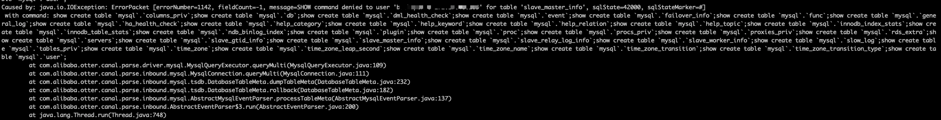 同步rds时，slave_master_info没有权限 · Issue #2387 · alibaba/canal · GitHub