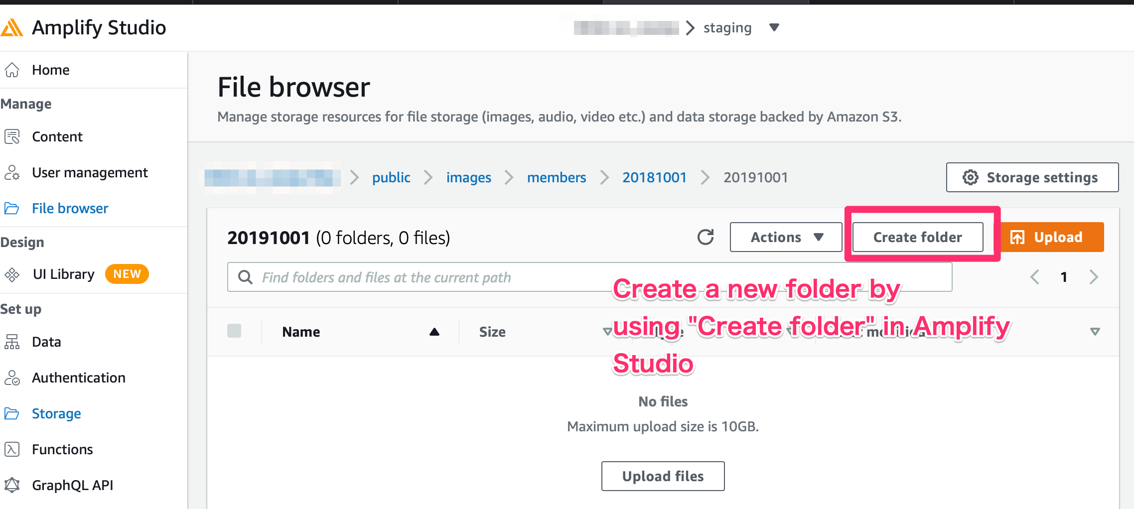 Navigate to wrong directory in Amplify Studio File Browser but correct directory in S3 console ...