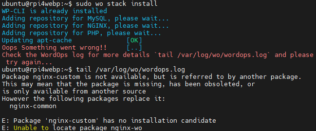 Persistent issue with nginx-wo on raspberry pi 4 · Issue #383 · WordOps/WordOps · GitHub