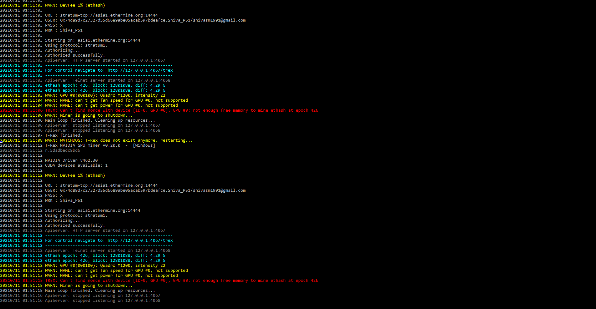 Hi. I'm getting this issue : Can't find nonce with device [ID=0, GPU #0] GPU #0: not enough free ...