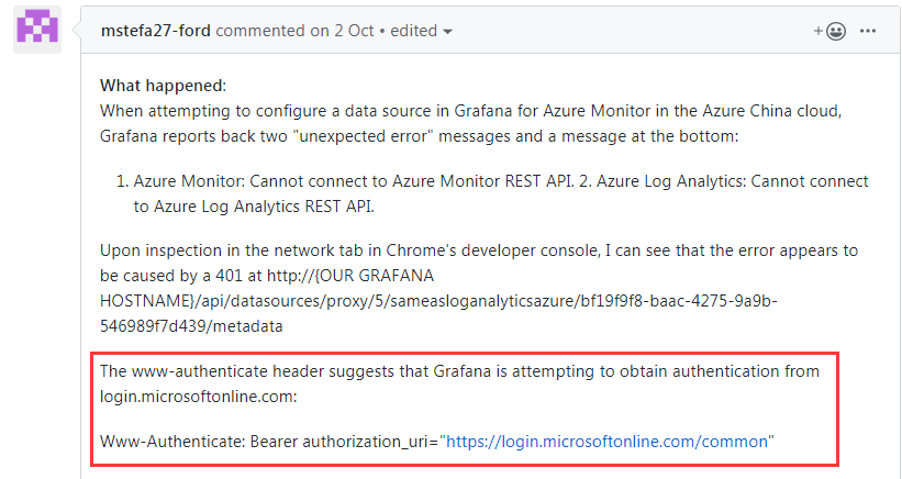 Azure Monitor data source uses wrong authorization uri for Azure China · Issue #19545 · grafana ...